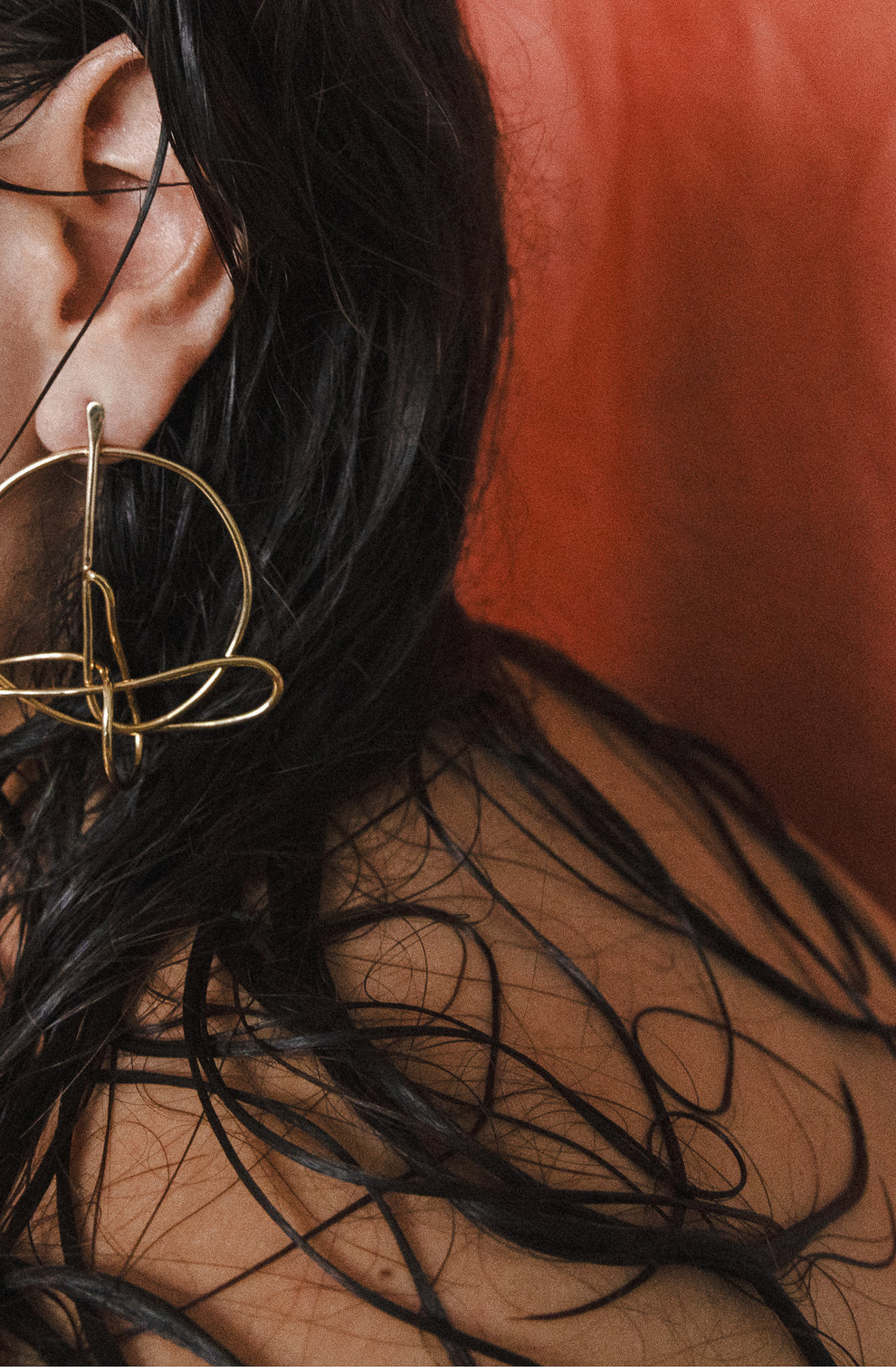Drawing No.4 Earrings – Coiled Brass Wire Hoops – Oblik Atelier