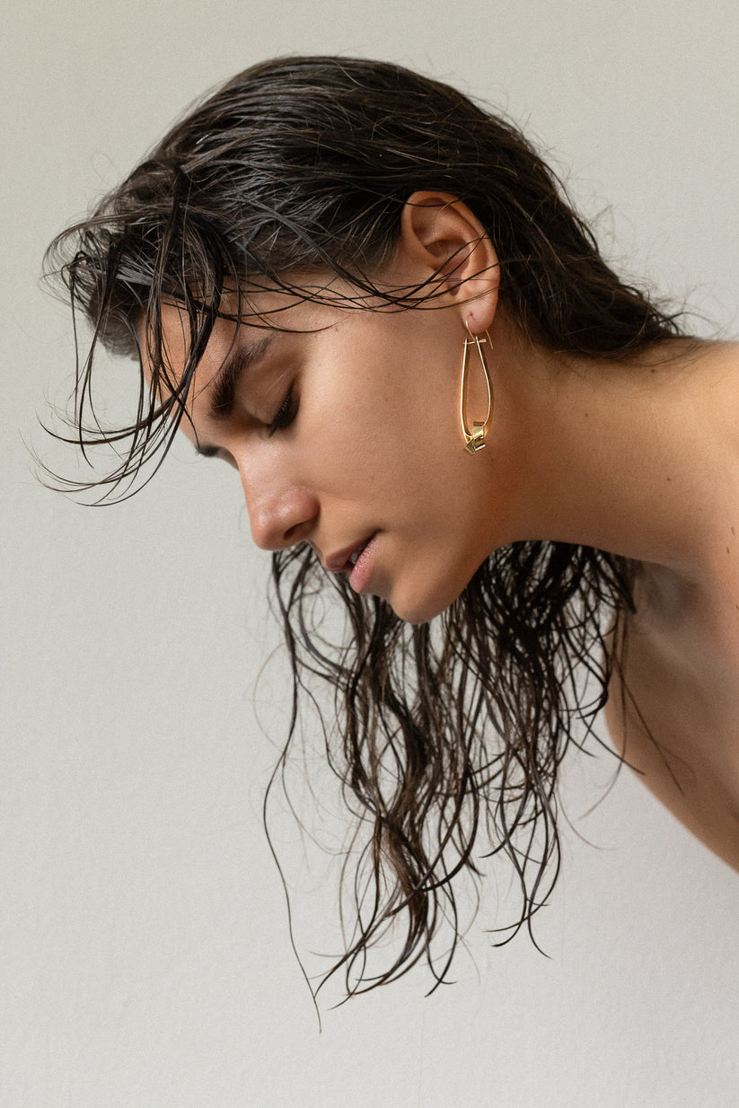 Swirly Girls Drop Earrings – Sculptural Twisted Brass – Oblik Atelier
