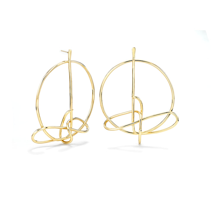 Drawing No.4 Earrings – Coiled Brass Wire Hoops – Oblik Atelier