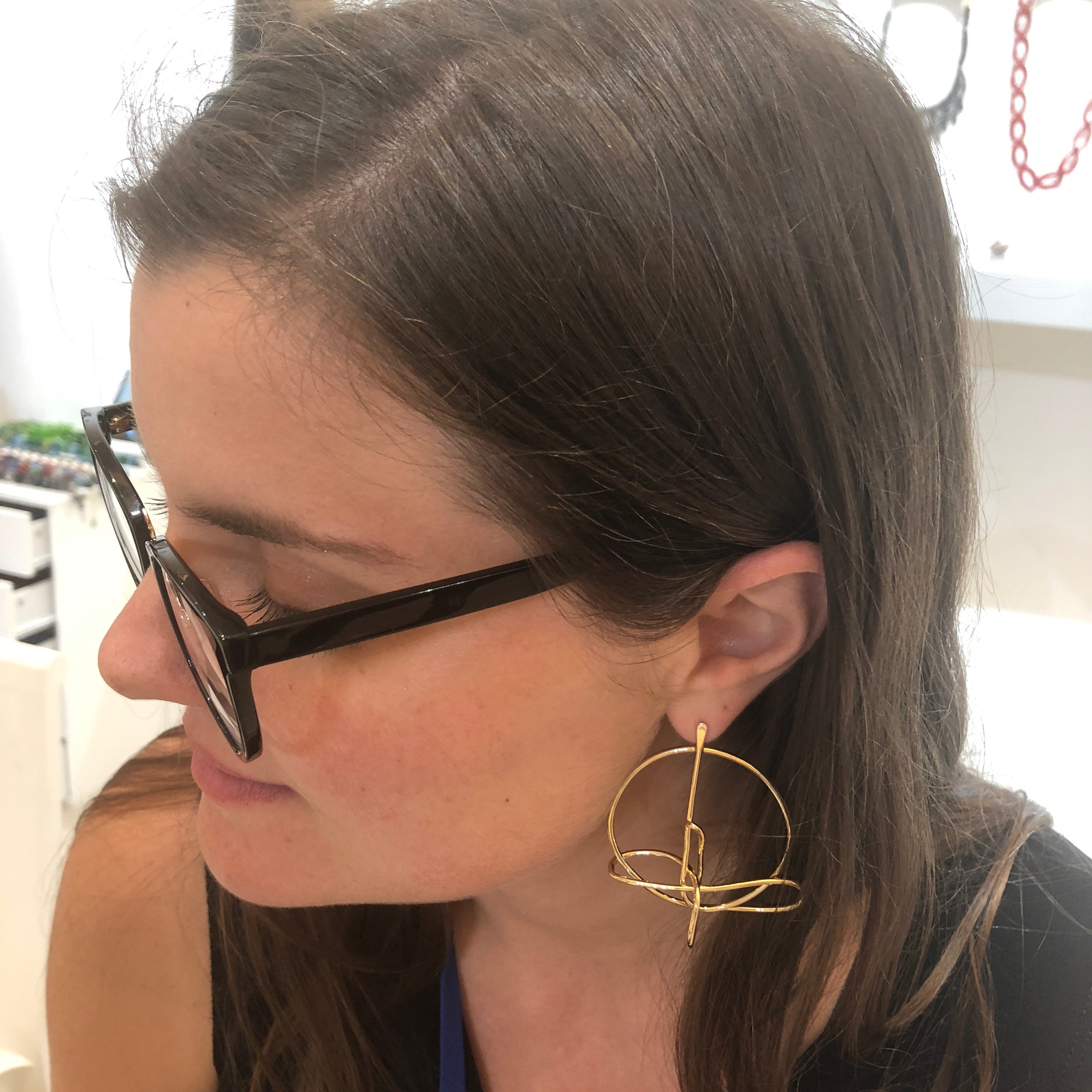 Drawing No.4 Earrings – Coiled Brass Wire Hoops – Oblik Atelier