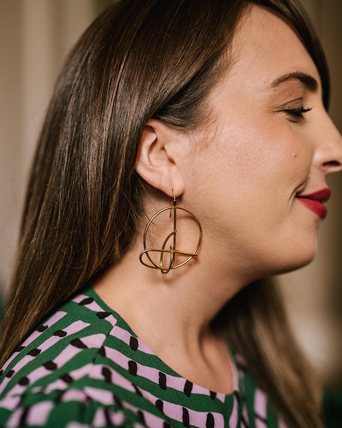 Drawing No.4 Earrings – Coiled Brass Wire Hoops – Oblik Atelier